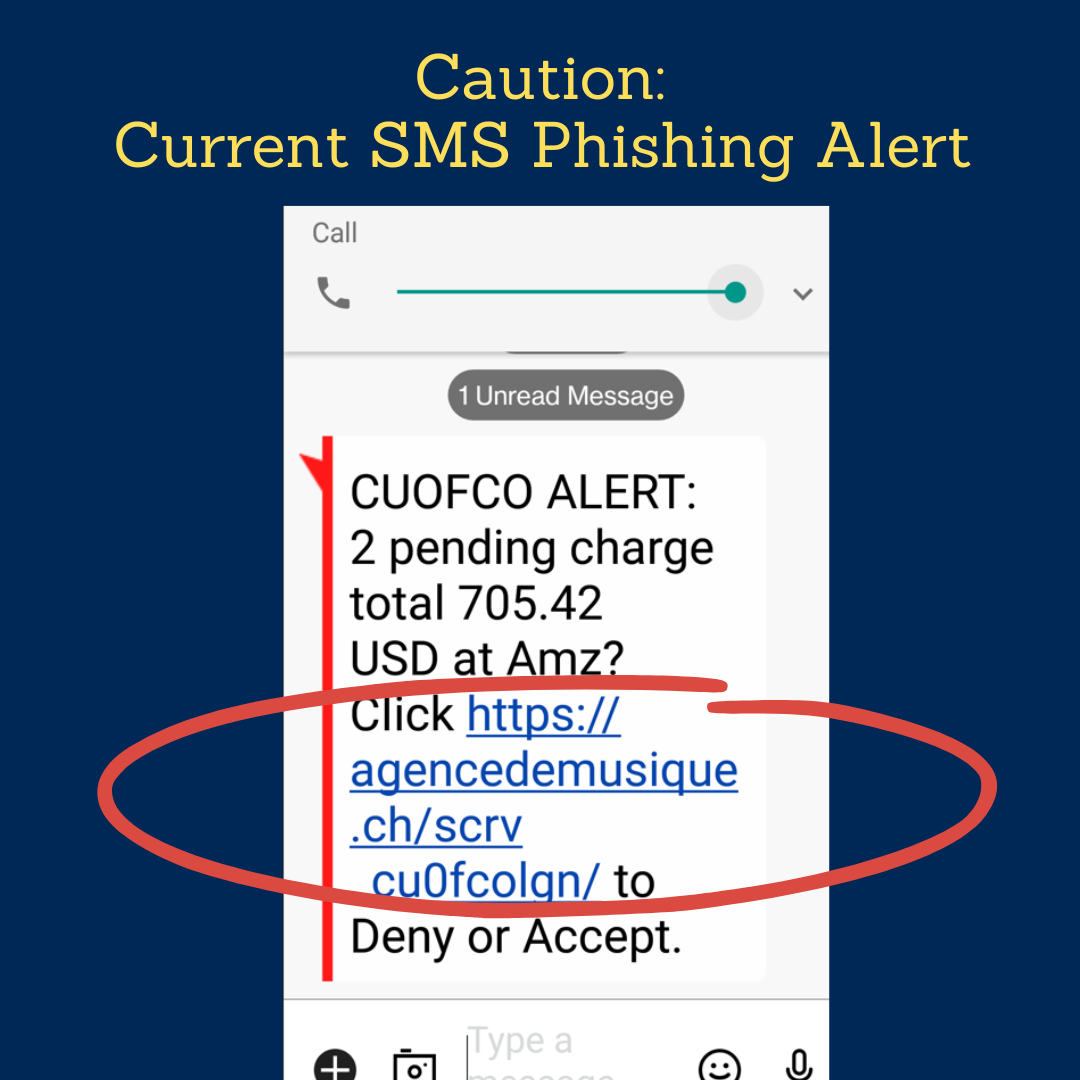 I received a suspicious smishing text or phishing email posing as ...