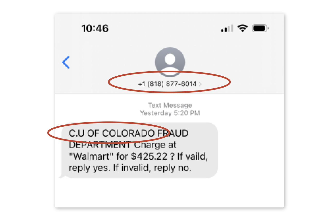 I received a suspicious smishing text or phishing email posing as ...